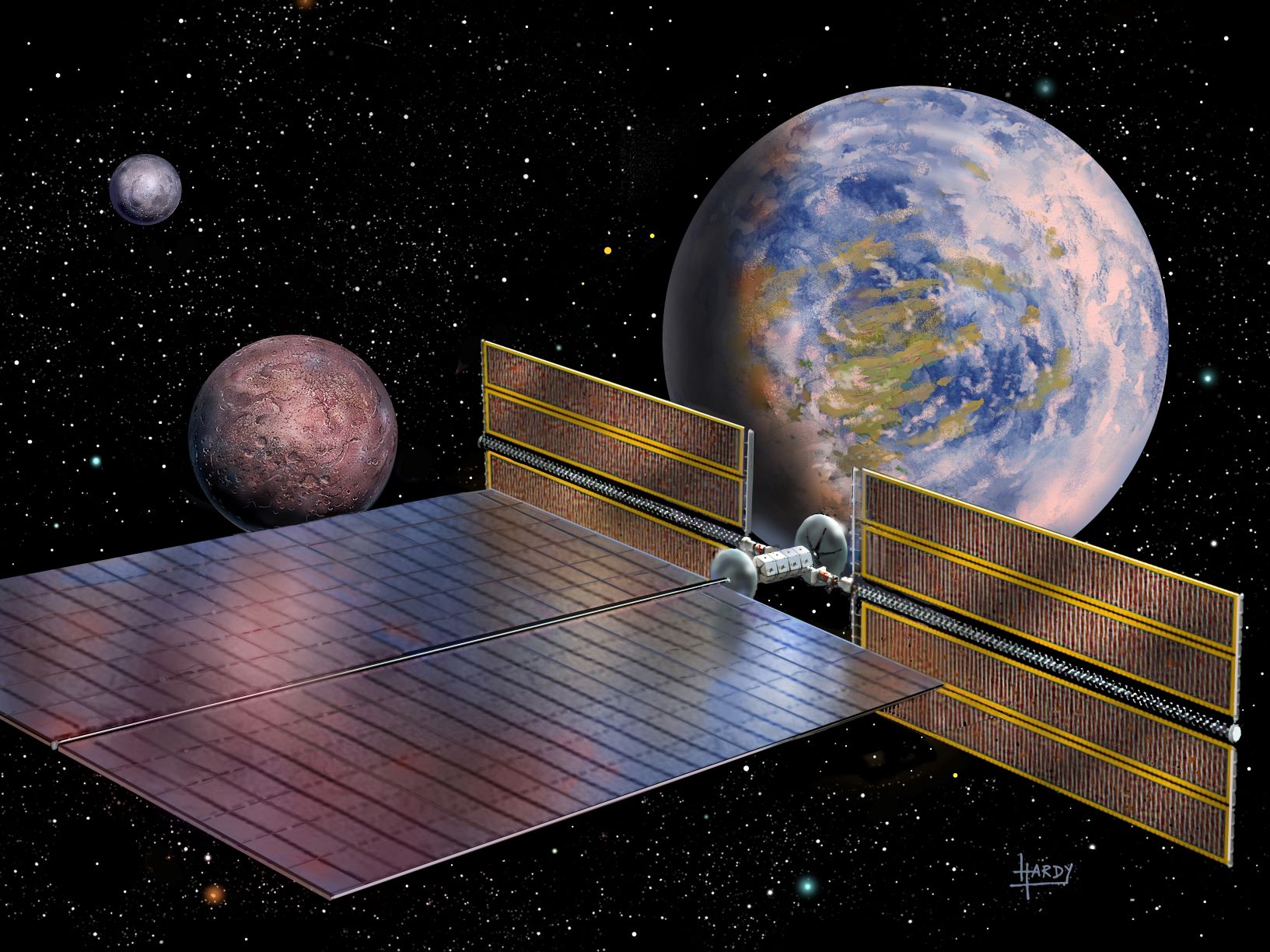 David A. Hardy – AI interstellar probe paintings